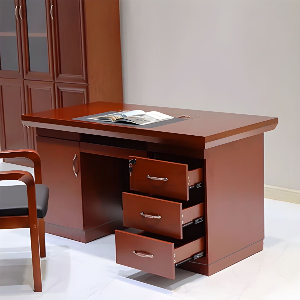 1200mm Executive Office Desk with 3 Integrated Drawers & Locking Top ...